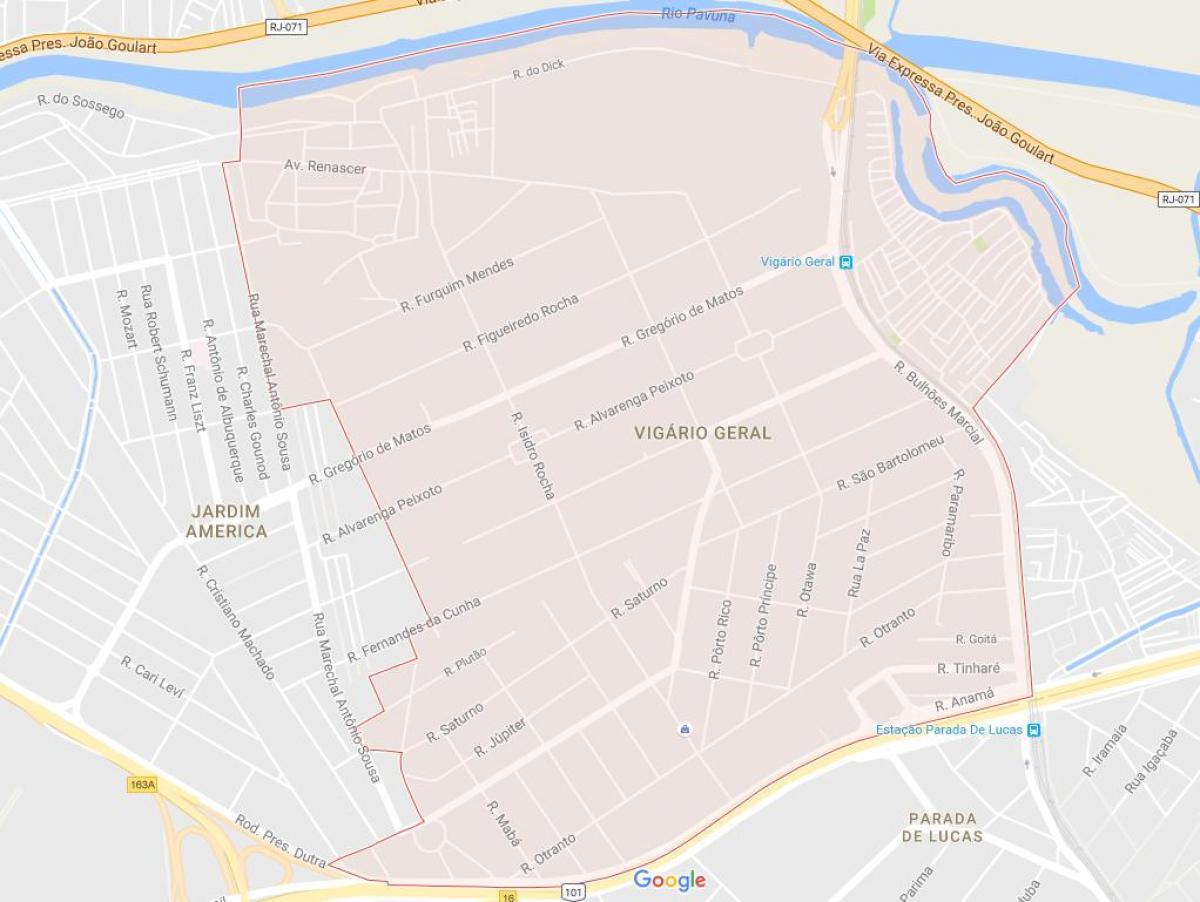 Vigário Geral kaart - Kaart, Vigário Geral (Brésil)